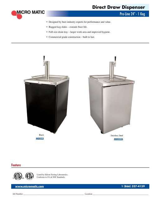 Product Specifications Sheet MDD23 (PDF 321k) - Micro Matic USA