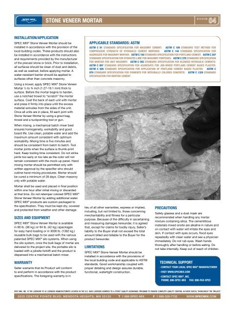 STONE VENEER MORTAR D I V