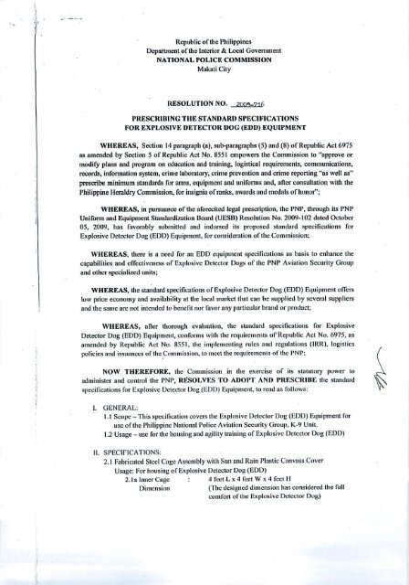 Explosive Detection Dogs - Philippine National Police