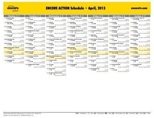 ENCORE ACTION Schedule - April, 2013 - Starz