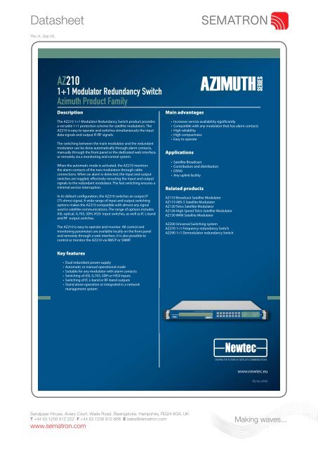 Datasheet AZ210 Newtec - Sematron UK Ltd.