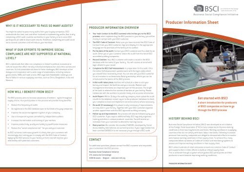 Producer information sheet - THE BSCI WEBSITE