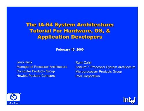 The IA-64 System Architecture - DIG64