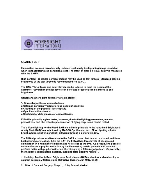 GLARE TEST Illumination s