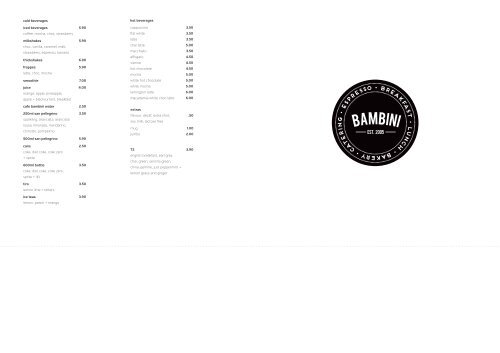 Fairfield Menu - Cafe Bambini