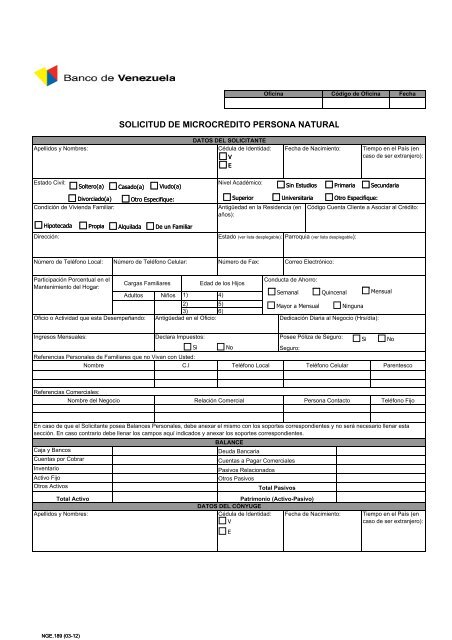 SOLICITUD DE MICROCRÉDITO PERSONA NATURAL