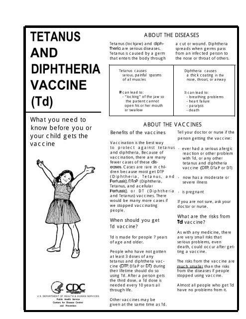 Tetanus and Diphtheria Vaccine - What You Need To Know