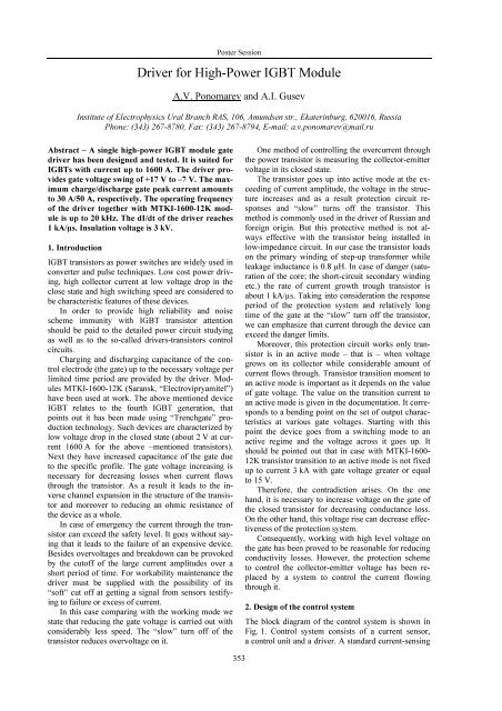 Driver for High-Power IGBT Module