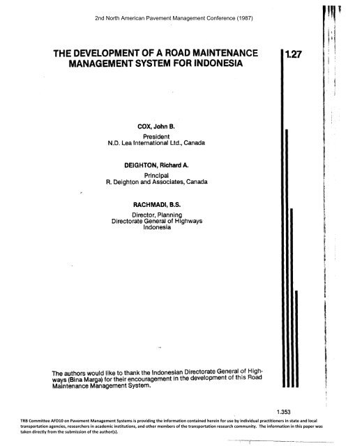the development of a road maintenance management system for ...