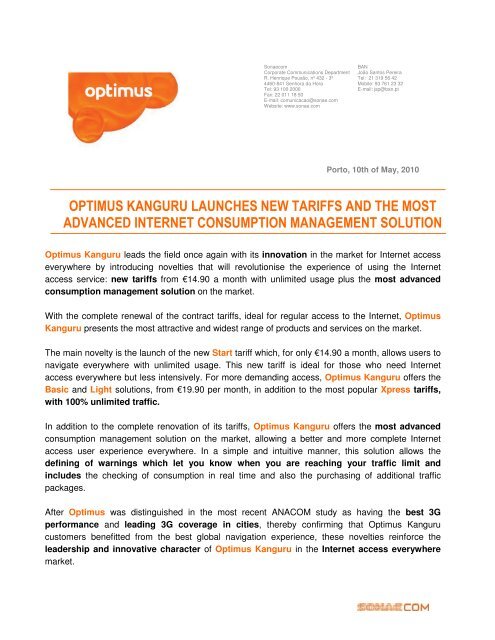 optimus kanguru launches new tariffs and the most advanced ... - Clix