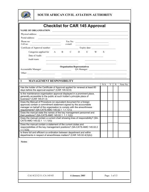 CA 145-03.pdf - South African Civil Aviation Authority