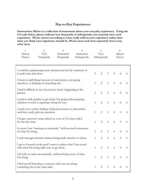 Mindful Attention Awareness Scale