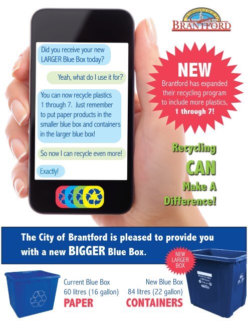 New Larger Blue Box Recycling Program Flyer - City of Brantford