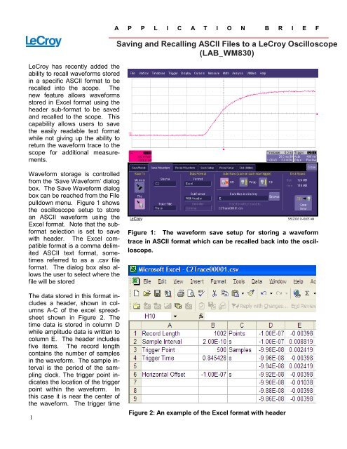 Saving and Recalling ASCII Files to a LeCroy ... - Teledyne LeCroy