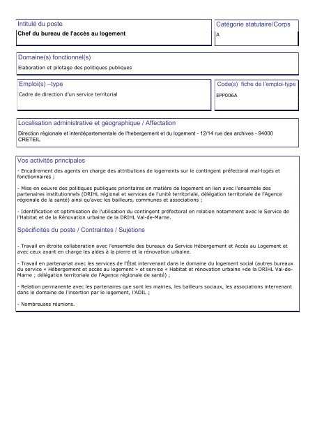 fiche de poste directeur adjoint ccas
