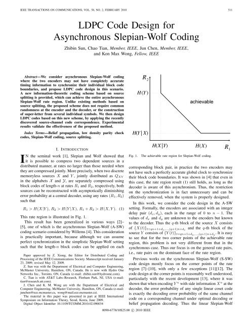 LDPC Code Design for Asynchronous Slepian-Wolf Coding
