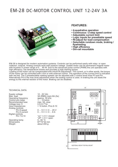 EM-28 DC-MOTOR CONTROL UNIT 12-24V 3A - Electromen