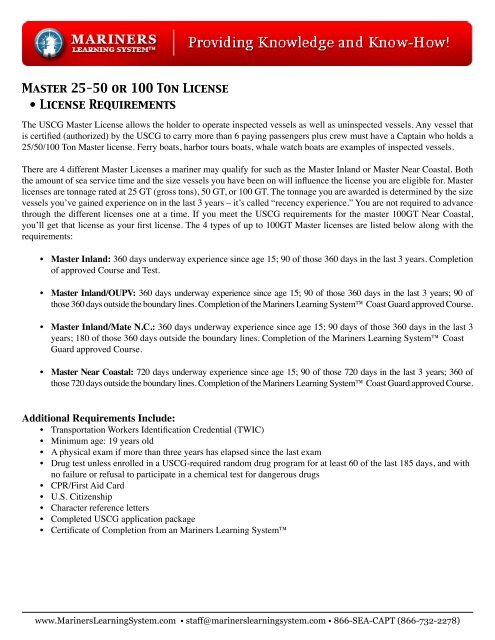 Master 25-50 or 100 Ton License â ¢ License Requirements