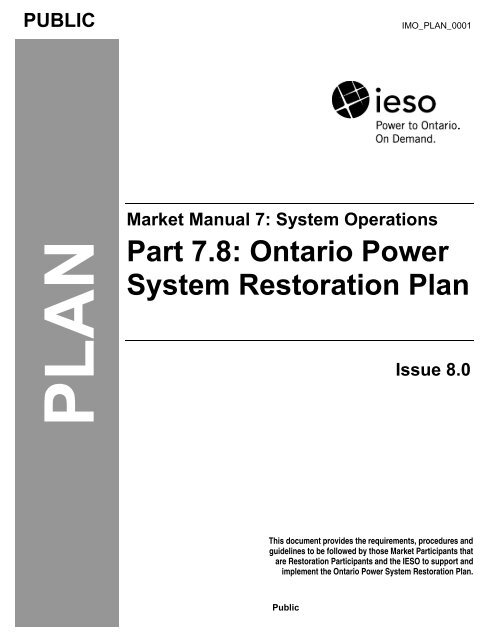 Ontario Power System Restoration Plan - Independent Electricity ...