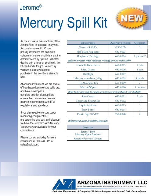 Mercury Spill Kit Flyer.ai - Arizona Instrument