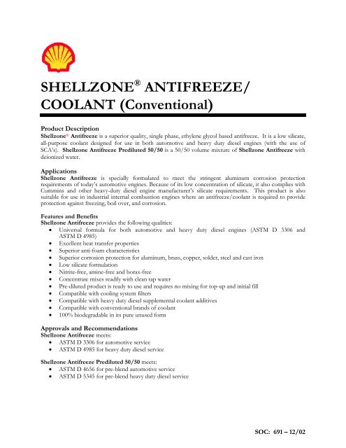 SHELLZONE® ANTIFREEZE/ COOLANT (Conventional)