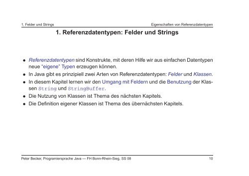 1. Referenzdatentypen: Felder und Strings