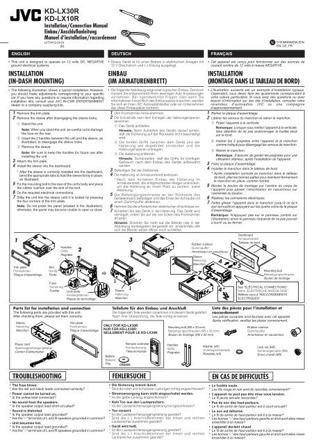 KD-LX30R KD-LX10R Installation/Connection Manual Einbau ... - JVC