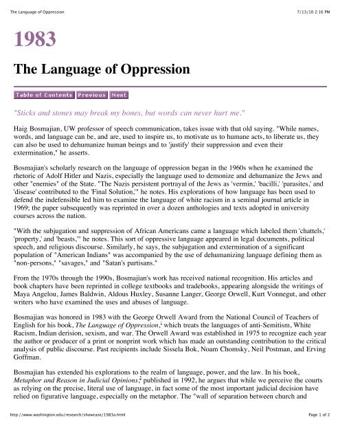 The Language of Oppression