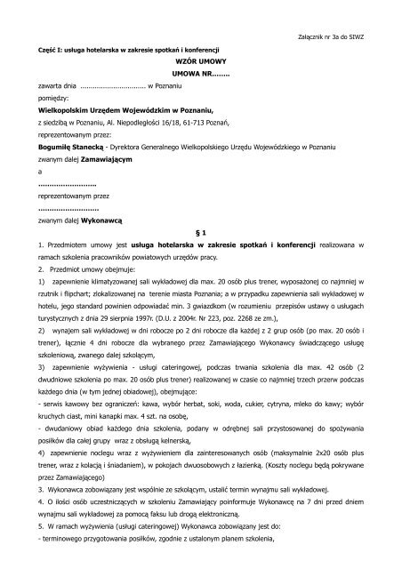 WZÓR UMOWY UMOWA NR…….. zawarta dnia ................................ w ...