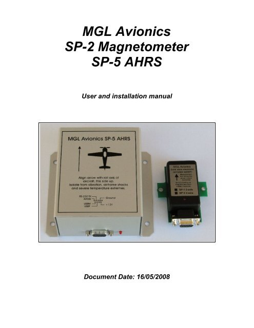 SP-2 and SP-5 User and installation manual - MGL Avionics
