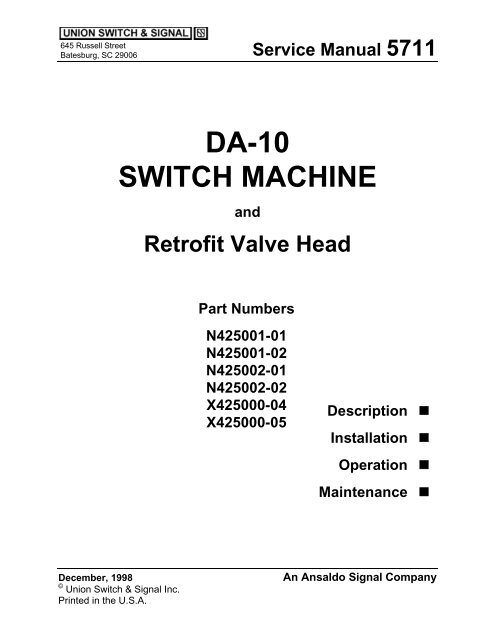 DA-10 SWITCH MACHINE - Ansaldo STS