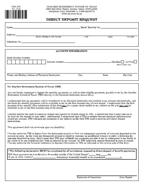 Direct Deposit Request - TRS
