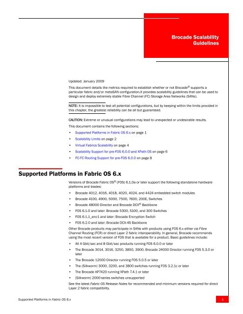 Brocade Scalability Guidelines