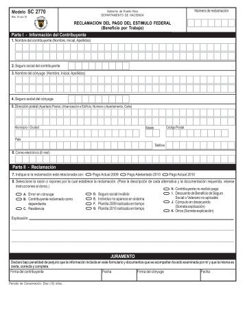 Modelo SC 2916 - Departamento de Hacienda