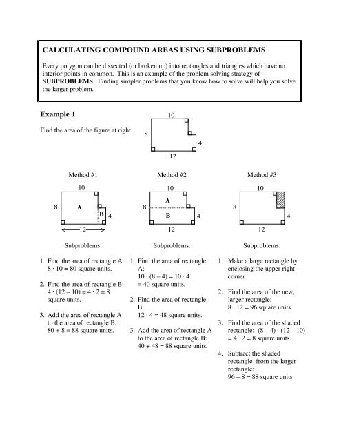 Area Of A Rectangle Problems