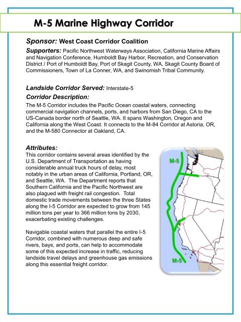 M-5 Marine Highway Corridor - Maritime Administration - U.S.