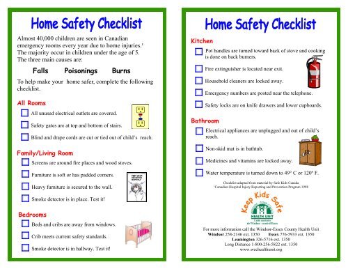 Home Safety Checklist - Windsor Essex County Health Unit
