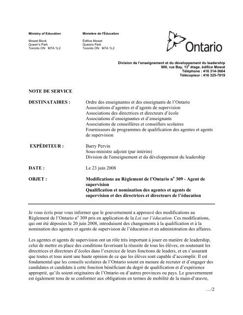 NOTE DE SERVICE DESTINATAIRES : Ordre des ... - OPSBA