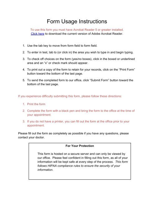 Form Usage Instructions - Kokomo