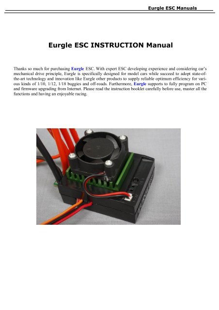 Eurgle ESC User Manual - R2hobbies.com