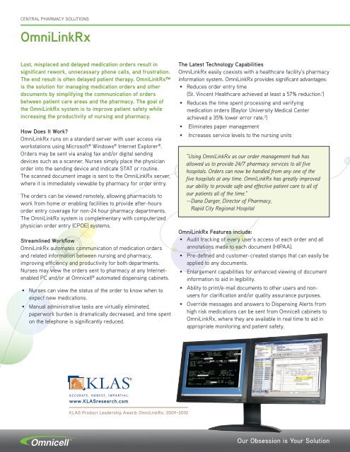 OmniLinkRx Datasheet - Omnicell