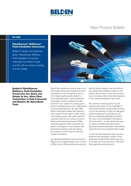 Belden FiberExpress Brilliance Field-Installable Connectors - Temple