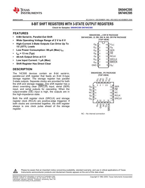 74HC595 Datasheet - Adafruit Industries