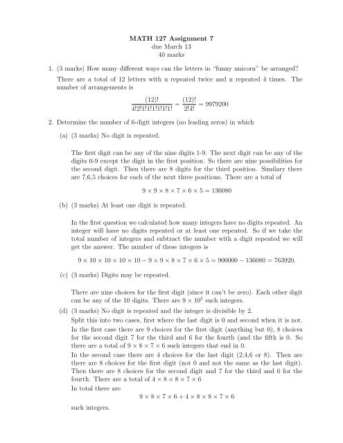 MATH 127 Assignment 7 due March 13 40 marks 1. (3 marks) How ...