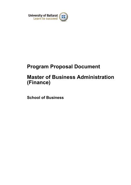 Program Proposal Document Master of Business Administration ...
