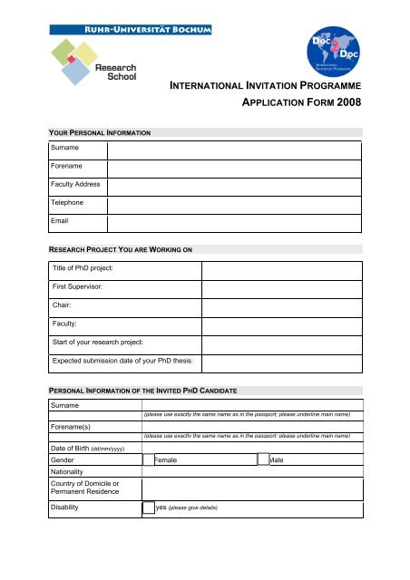 Application Form Research School doc2doc - RUB Research ...