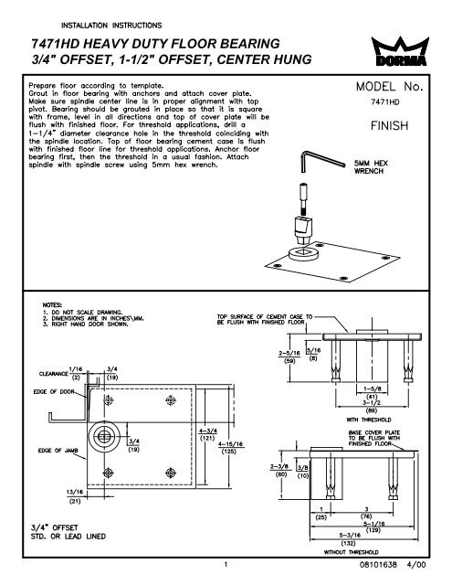 Dorma CP660 Pivot Set Installation Guide - Epivots