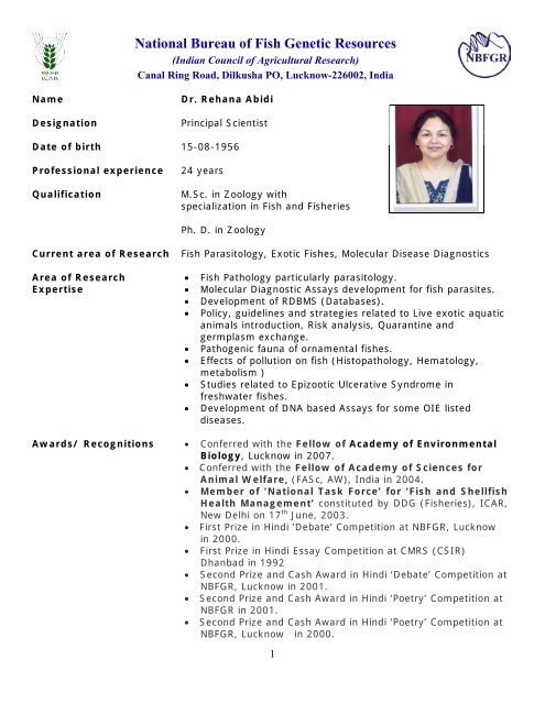 Sci - NBFGR::National Bureau of Fish Genetic Resources