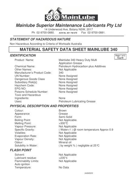 Mainlube 340 Multi Application Grease