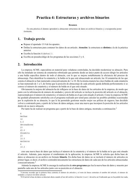 Practica 4: Estructuras y archivos binarios